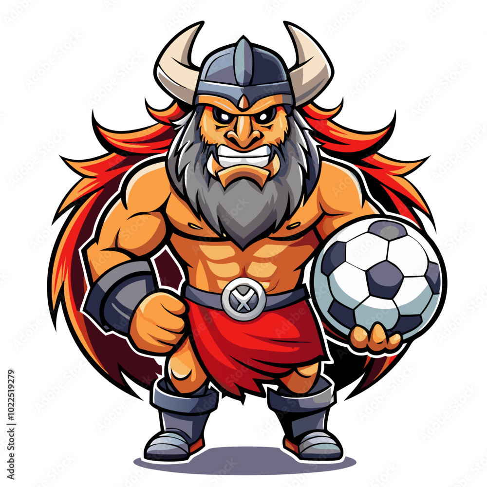 Viking Soccer Mascot: A fierce Viking warrior, clad in horned helmet ...