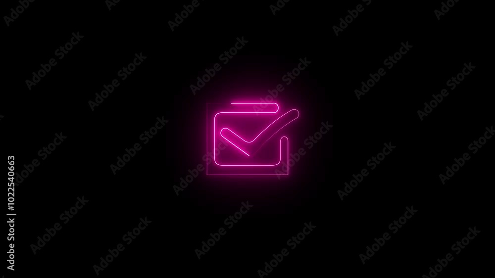 .Check mark symbol glowing neon light. check mark icon neon bright ...