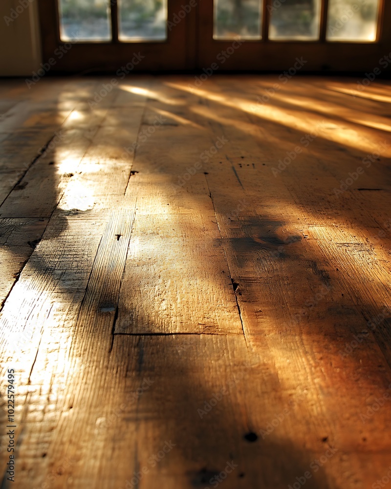 A close-up of reclaimed wood used as flooring in a sustainable ...