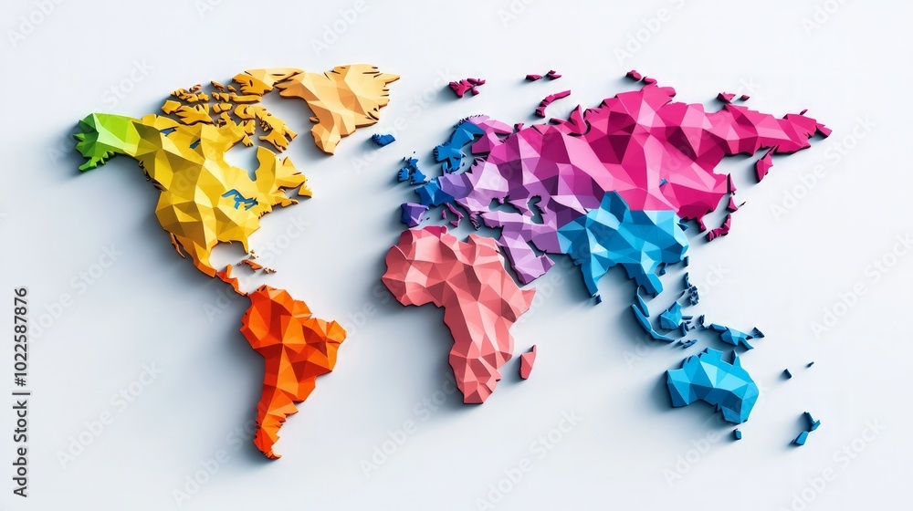World Map Featuring Distinct Shapes of Regions, a visually engaging ...