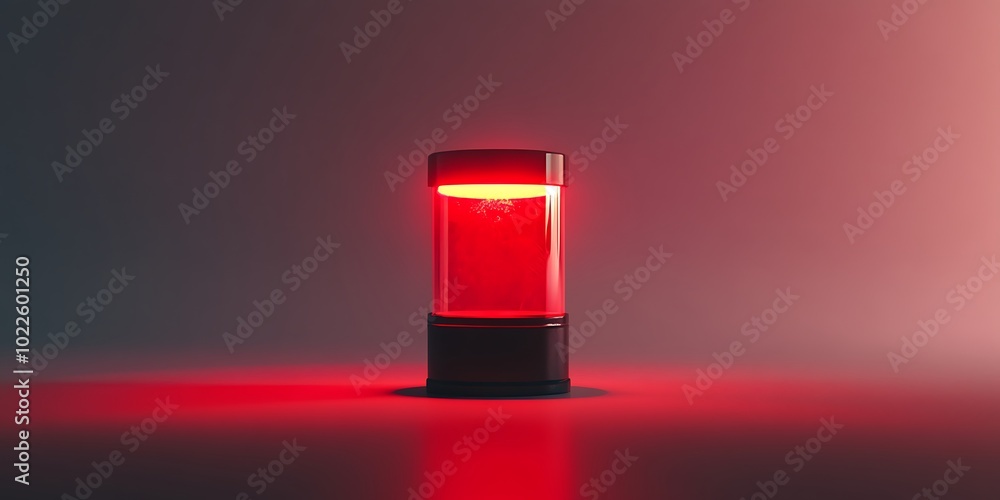 Red emergency light turned on with shadowed background, glowing red ...