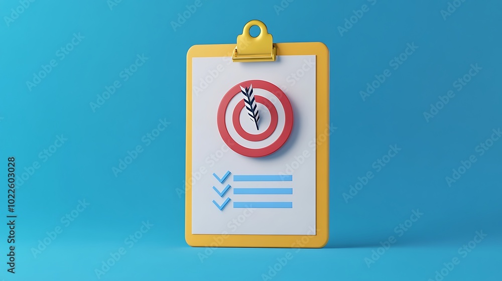 Checklist illustration with a shooting range target symbol on top of ...
