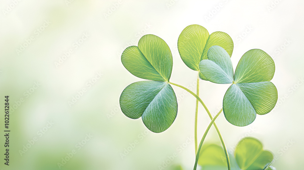 Discover a captivating close-up of a three-leaf clover, showcasing its ...
