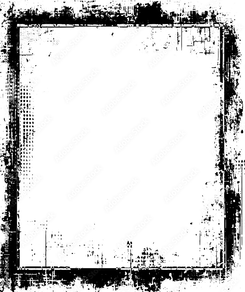 black and white paint, Vintage grunge border black and white square ...