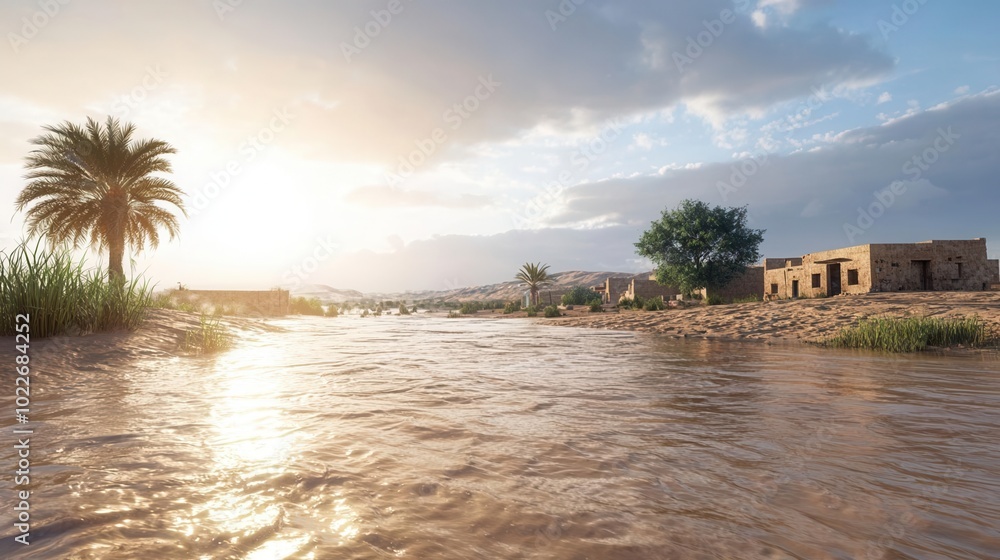 Desert town submerged by unexpected flash floods, muddy water ...