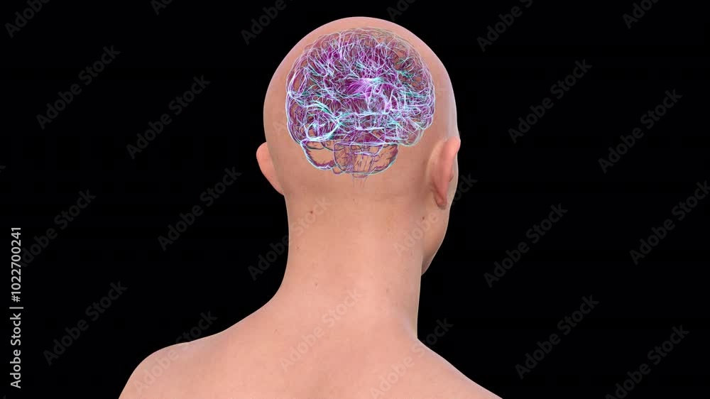 3D animation showing the anatomical structure of the brain inside a ...