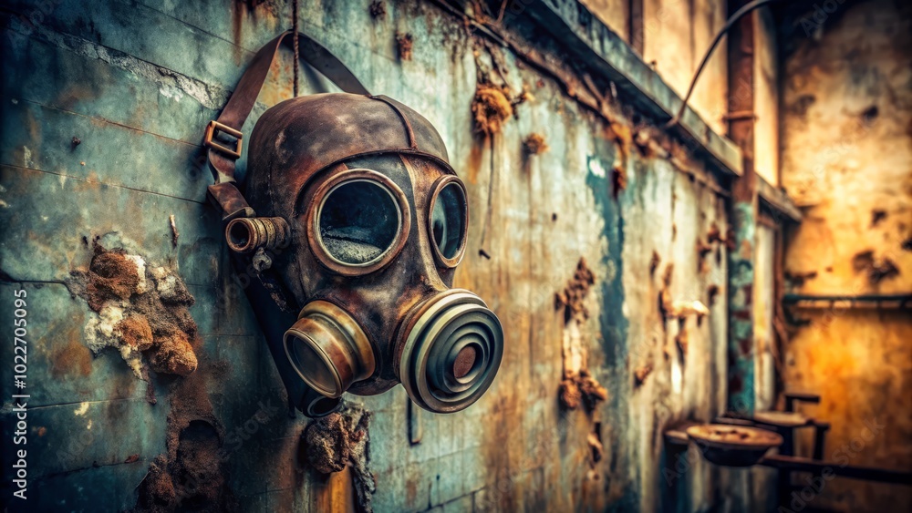Broken Gas Mask on Wall - Toxic Chemical Weapon Concept for Candid ...