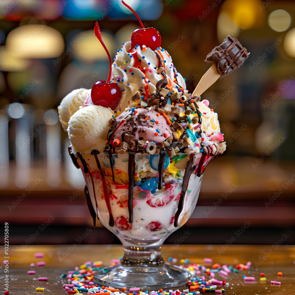 Indulgence Galore: A Divine Trio flavored Ice Cream Sundae Embellished ...