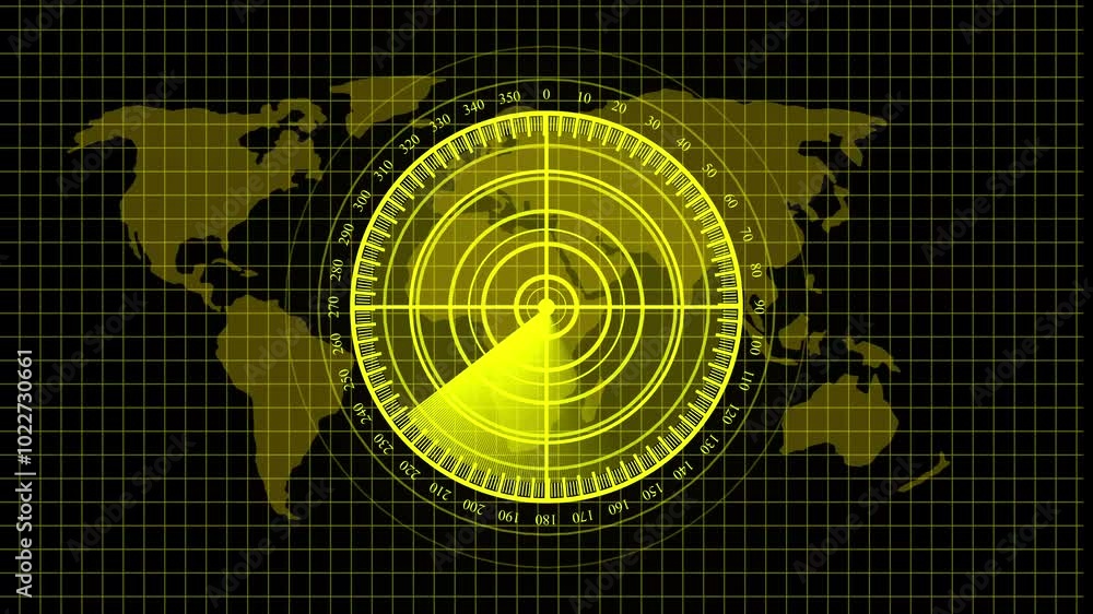 Global navigation concept . Illustration of scope scanning over world ...