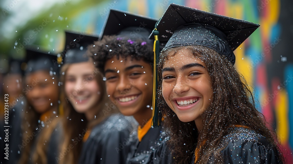 High school graduation pictures students caps and gowns smiling and ...