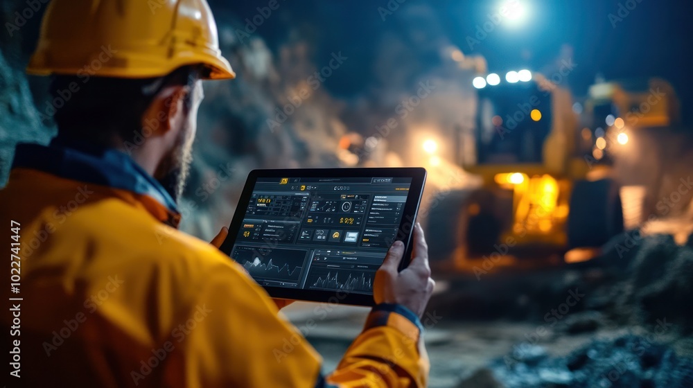 A tablet displaying a dashboard for controlling a drilling rig in a ...