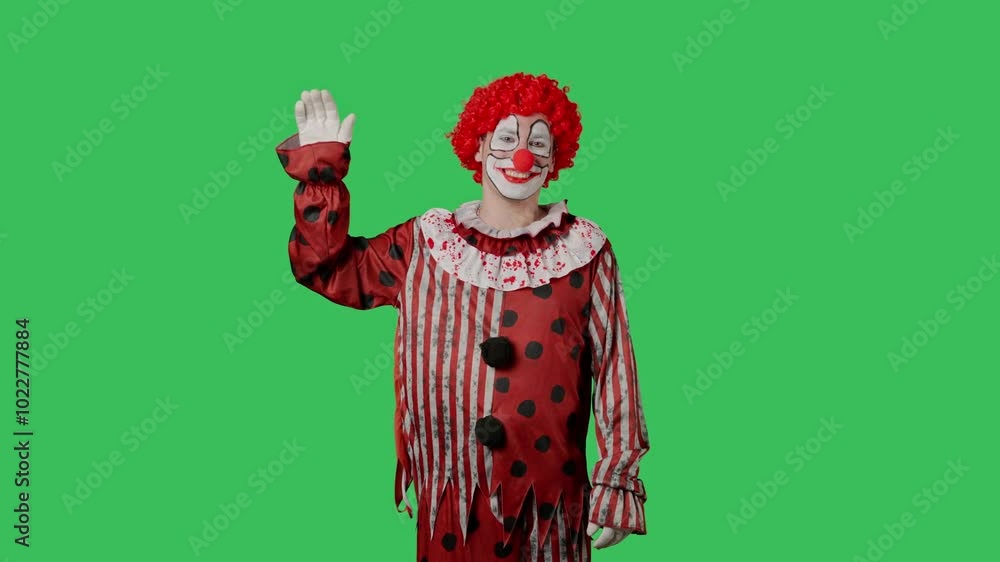 Funny clown on green screen chroma key. Stock Video | Adobe Stock