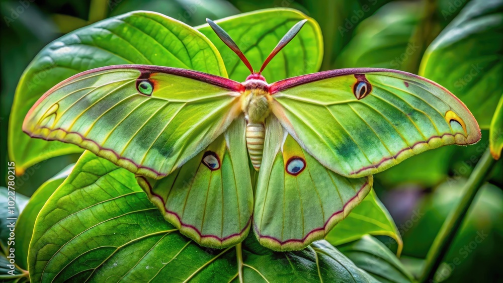 Stunning African Luna Moth Displaying Its Vibrant Green Colors on a ...