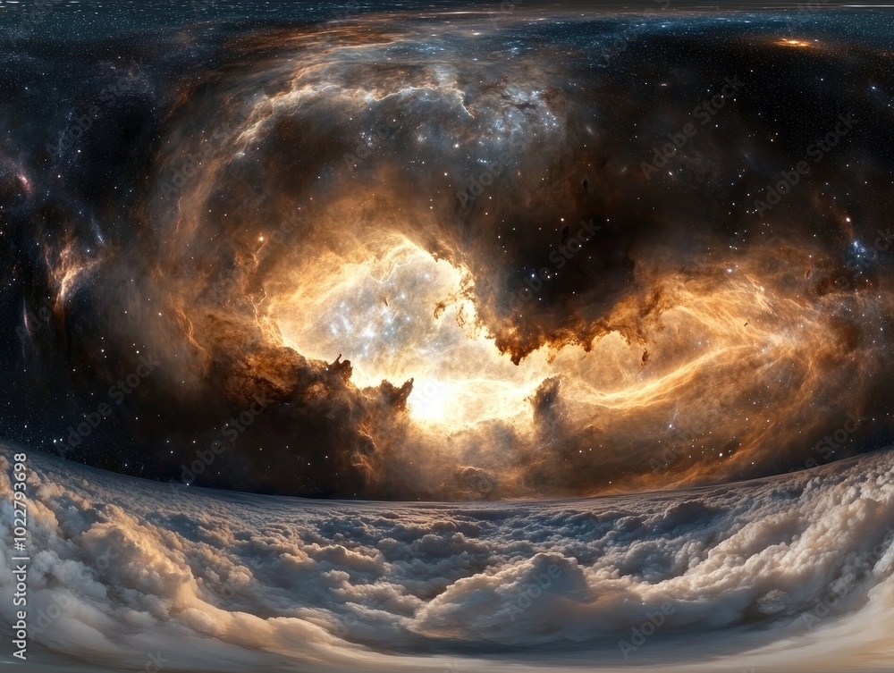 360 degree space nebula featuring a massive interstellar cloud with ...