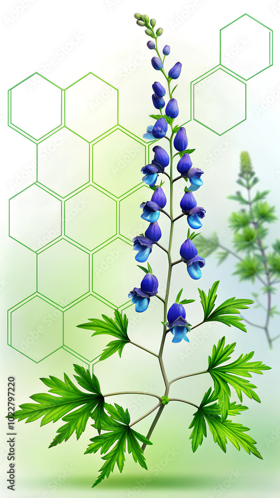 Skeletal formula of Aconitine molecule. Toxin present in Aconitum ...