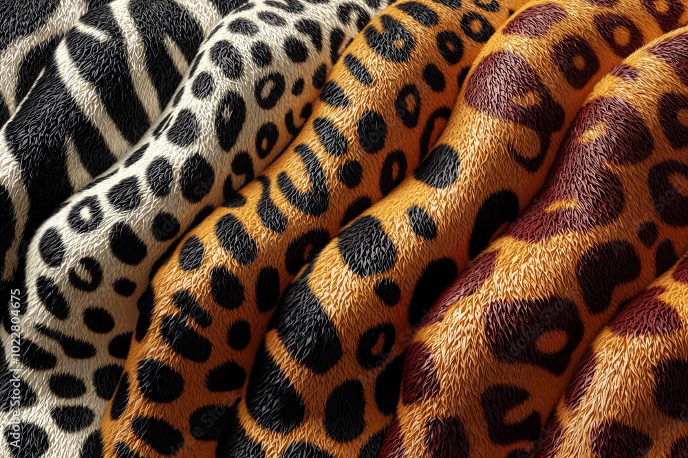 Textures of animal prints in vibrant colors and patterns on fabric ...