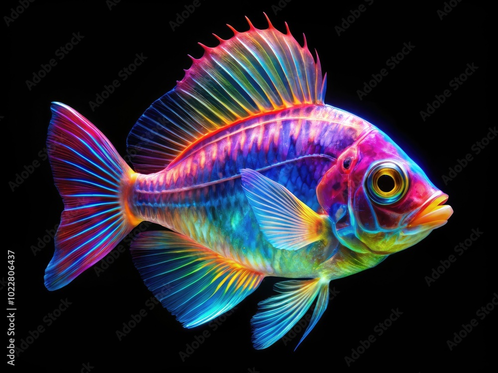 Stunning X-Ray Fish Displaying Transparent Body and Vivid Colors in a ...
