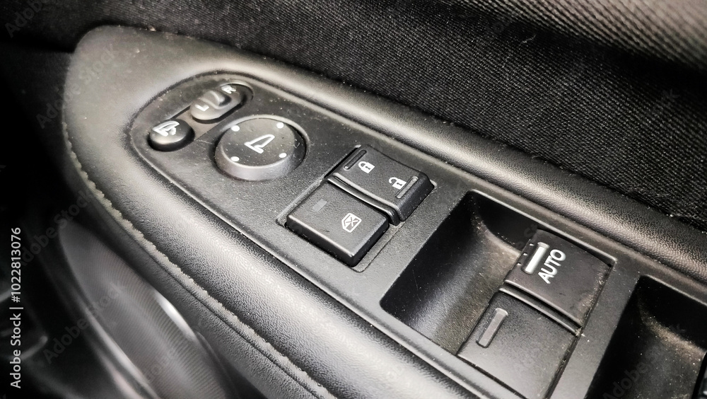 Car lock button, windows lock, hand press on car automatic control ...