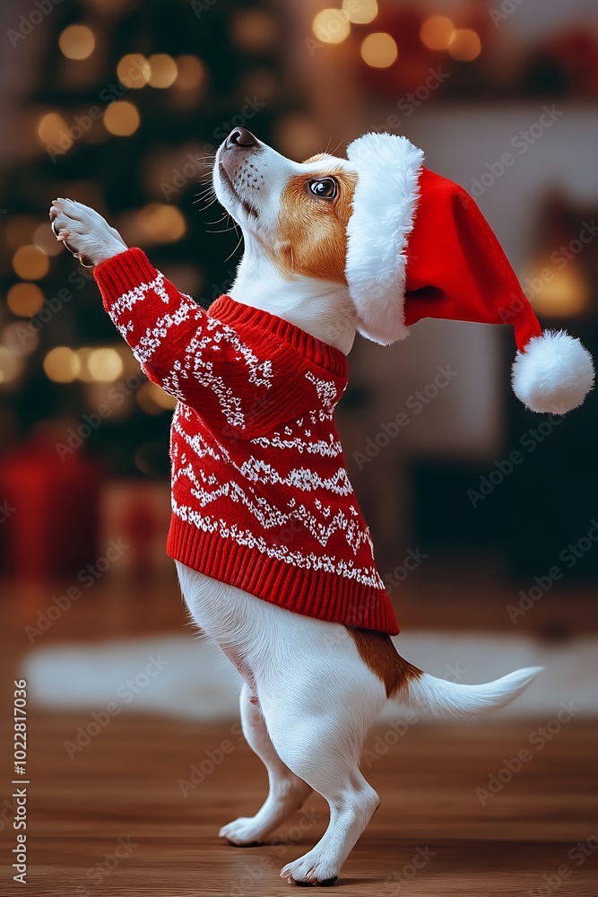 young Jack Russell Terrier standing on its hind legs in a side profile ...