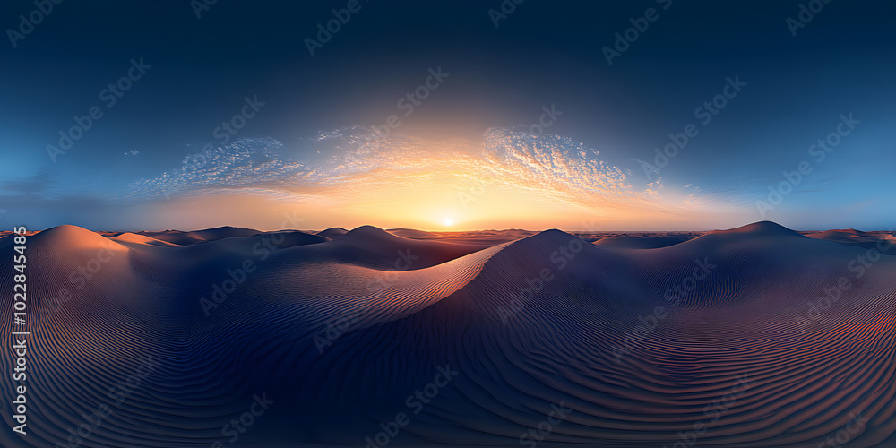 Sahara Dunes at Dawn: Perfectly Aligned HDRI Equirectangular Photo with ...