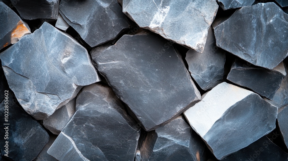 Dark interlocking stones with a rich texture create a visually striking ...