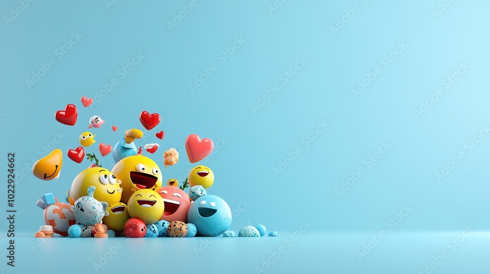 An eye-catching stock photo that captures an array of emojis clustered ...