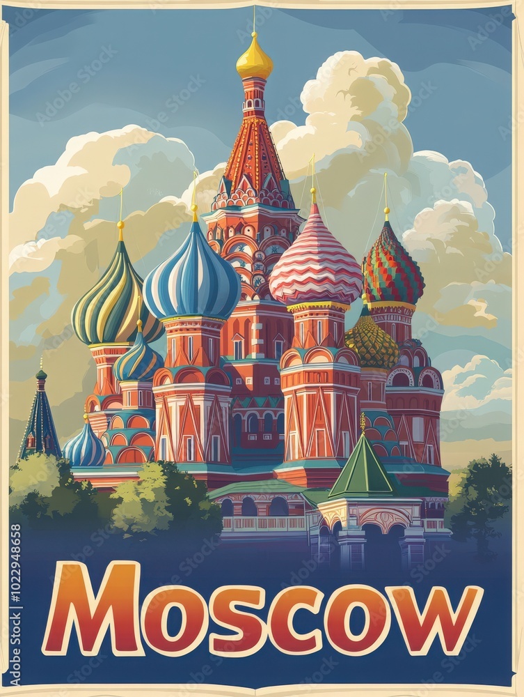 Experience the charm of Moscow as depicted in this vintage travel ...