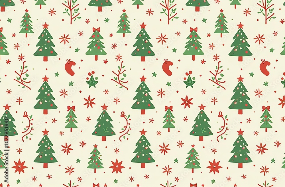 Christmas themed seamless pattern. Vector illustration with simple ...