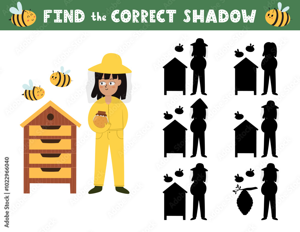 Find the correct shadow activity page for kids with a cute girl ...