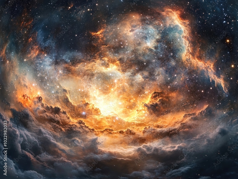 360 degree space nebula featuring a massive interstellar cloud with ...