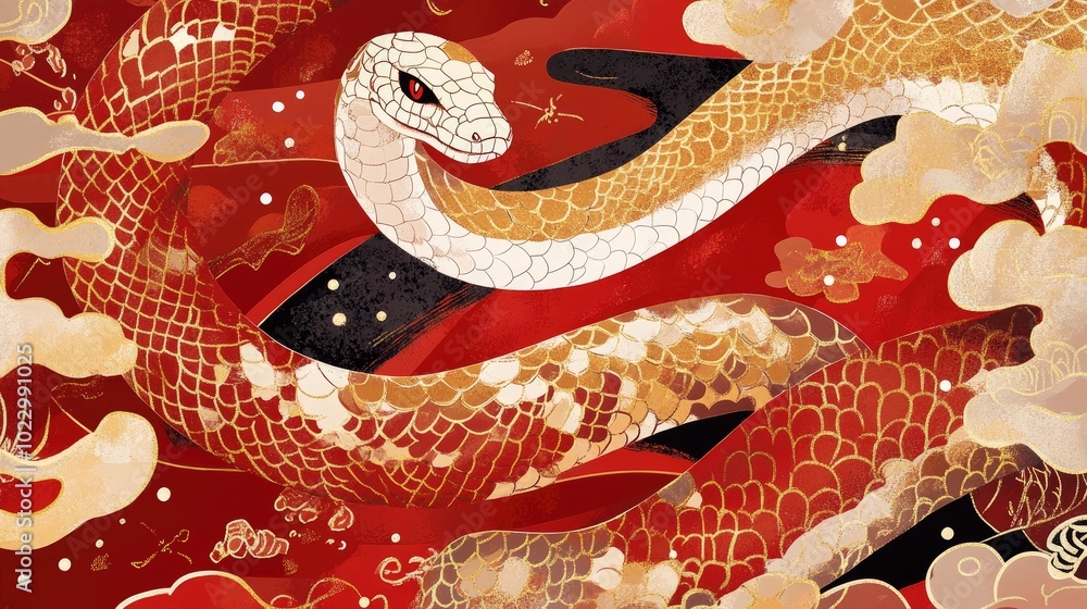 Celebratory design for the New Year featuring the Snake Zodiac sign ...
