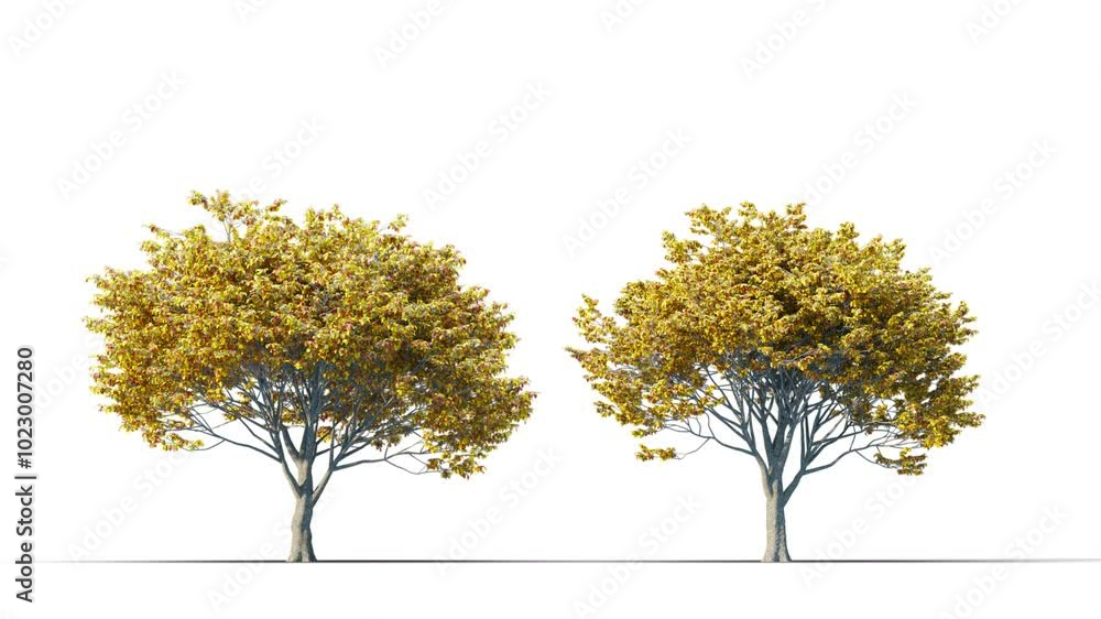 Growing trees on a white background 3D animation growth grow from small ...