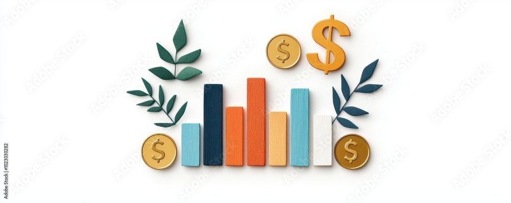 Revenue and expenses graph with a detailed breakdown, using colorcoded ...