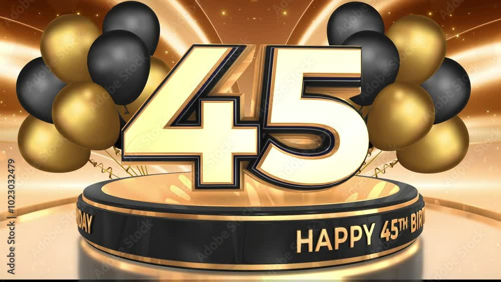 45 years, 45th birthday loop, looped video background, backdrop in 3D ...