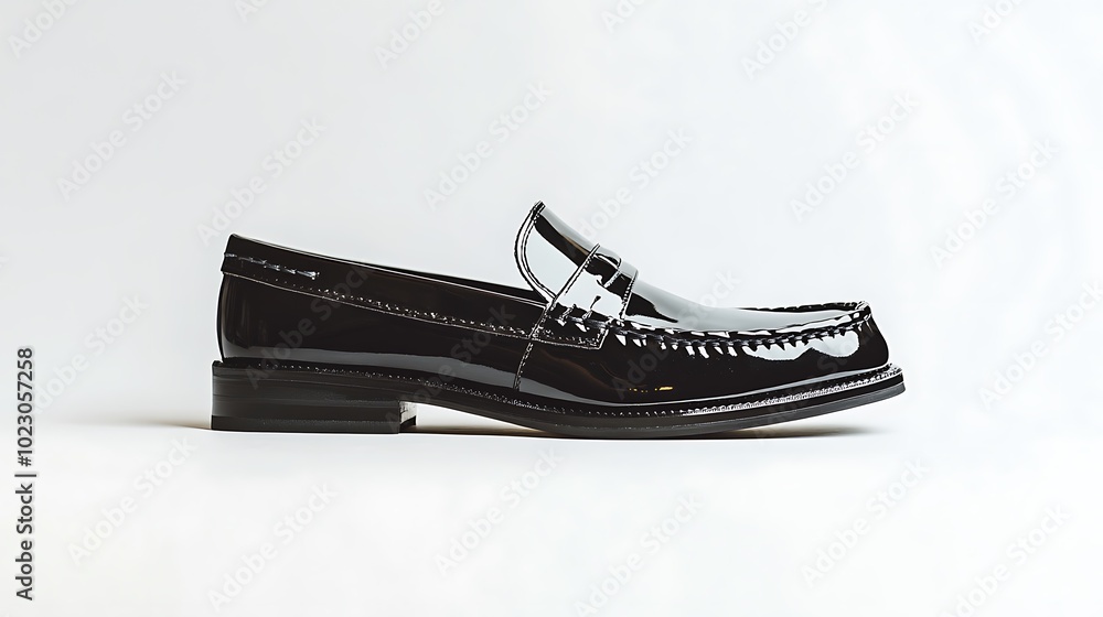 Polished leather shoes with a shiny finish, featuring intricate ...