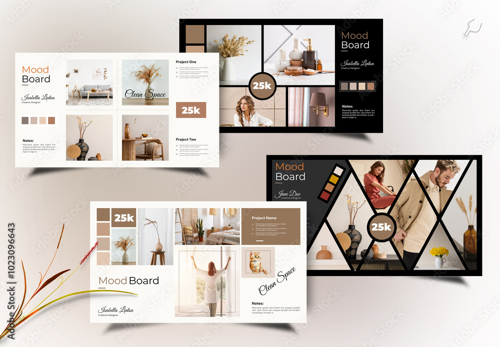 Simple Mood Board Template With Dark & Light Accents Stock Template ...