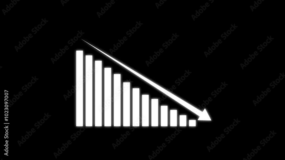 Abstract decreasing business graph chart animation background. down ...