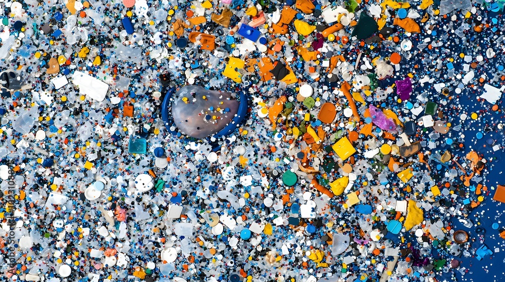 Microplastics in Marine Organisms: A scientific illustration showing ...