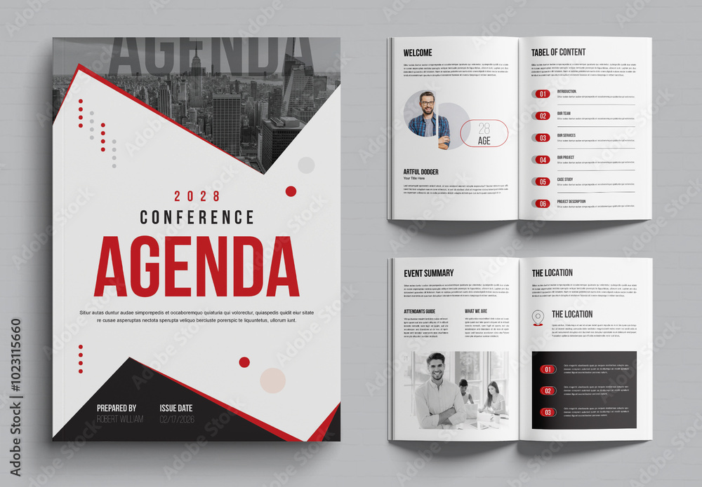 Conference Agenda Layout Stock Template | Adobe Stock