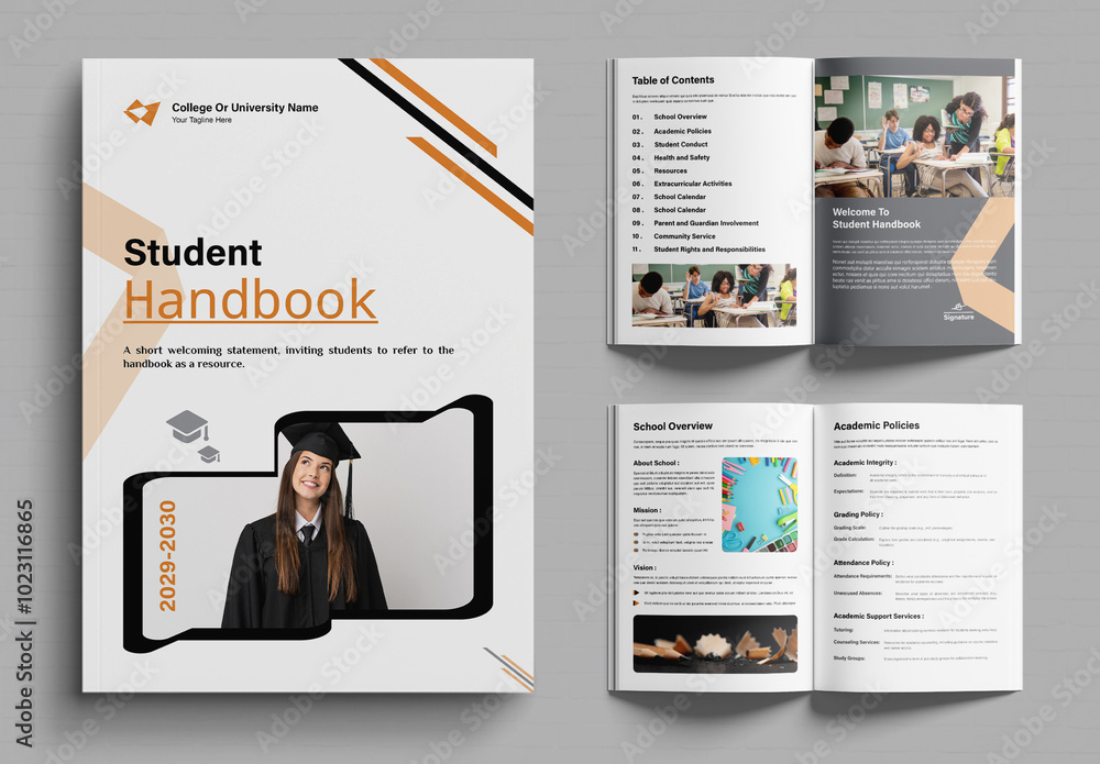 Student Handbook Layout Stock Template | Adobe Stock