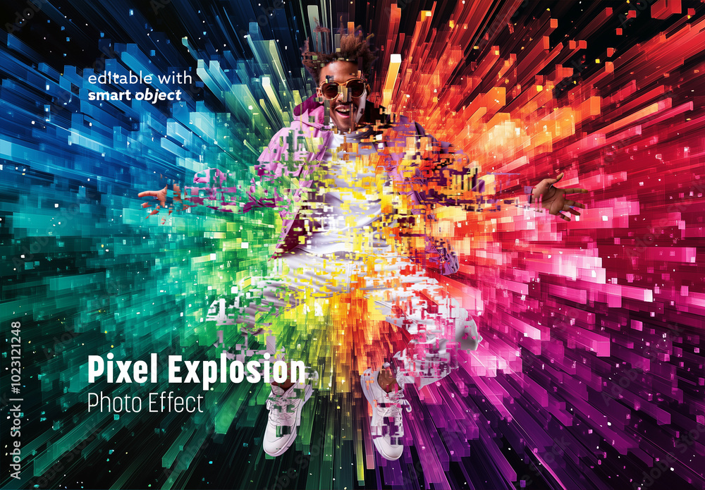 Pixel Explosion Effect with Ai Elements Stock Template | Adobe Stock