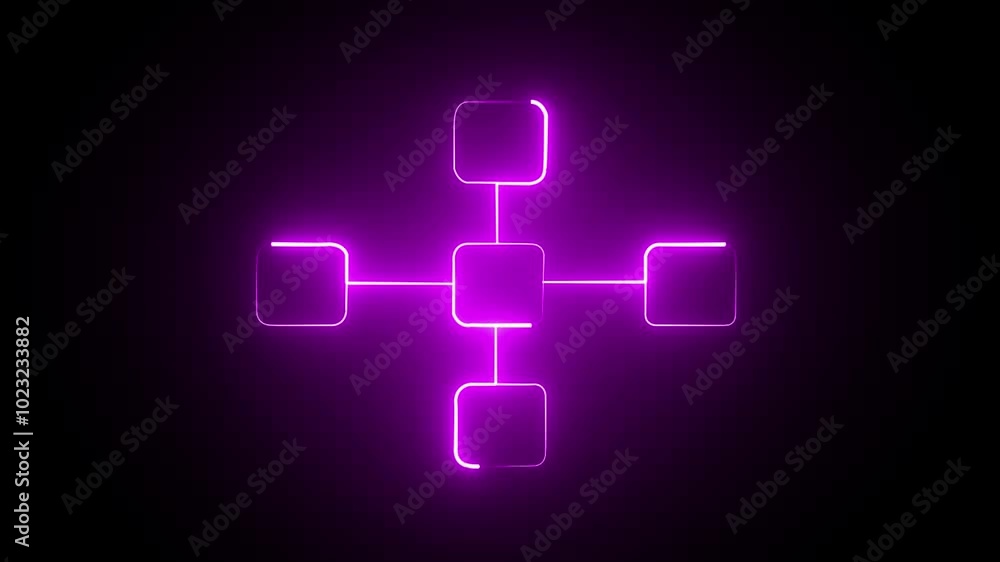 Neon Network topology, Glowing Tech Connection, Digital Node Structure ...
