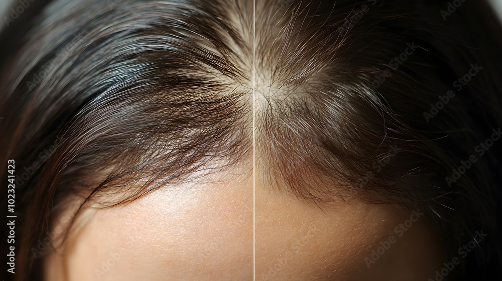 Progression of laser hair therapy treatment, before-and-after images ...