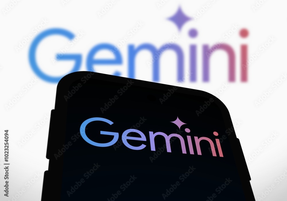 Google Gemini large language model Logo is displayed on smartphone ...