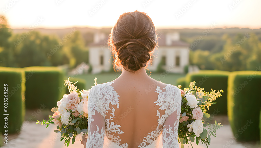 Back View of an Elegant Bride in Wedding Dress – Capturing Grace and ...
