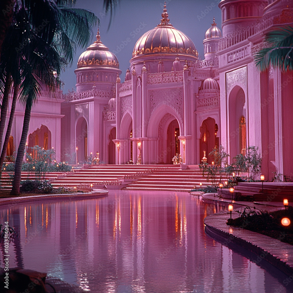 Fantasy Bollywood Glitter Lilac pink Glowing Castle Indian Turkish ...