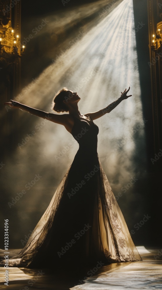 Opera singer captured in the middle of an emotional and intense ...