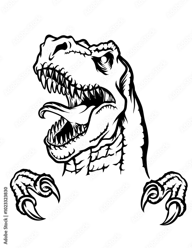 Peeking T-rex | T-rex Head | Wild Beast | Pre-historic | Peeking ...