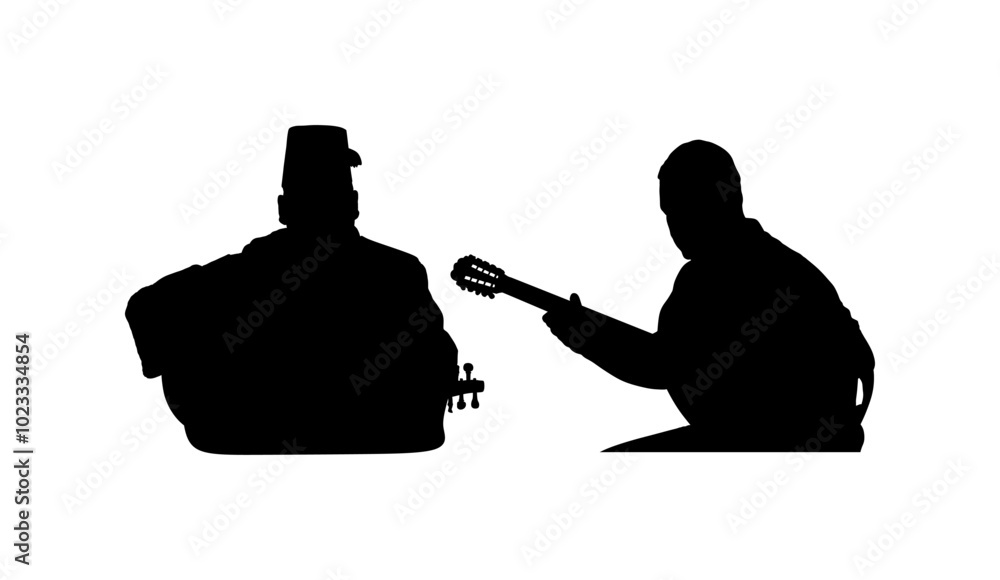 Greek traditional string instrument bouzouki player duet with oud lute ...