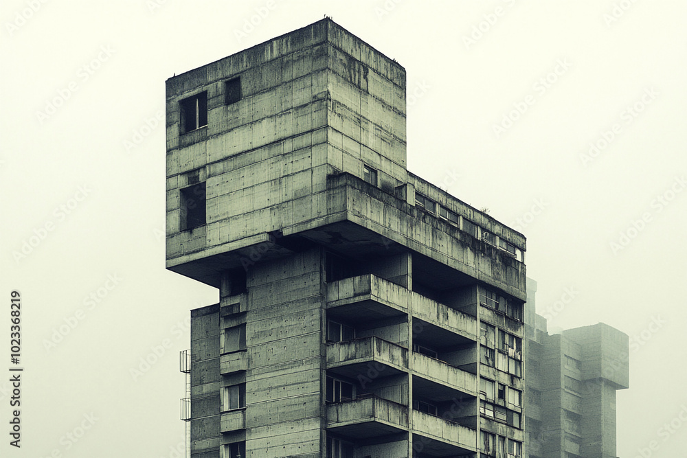 Futuristic Dystopian Brutalist Skyscraper Design Showcasing Monolithic ...